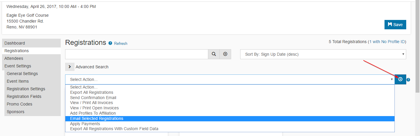 How to send an email from the event registration menu – MemberClicks Trade