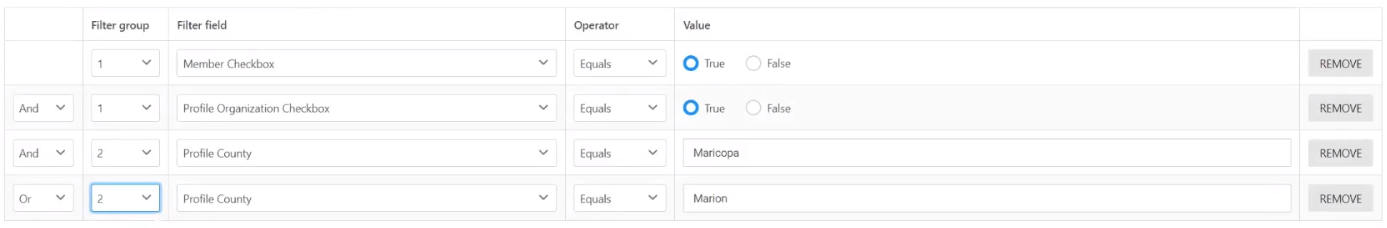 Advanced Filtering for Queries – MemberClicks Trade