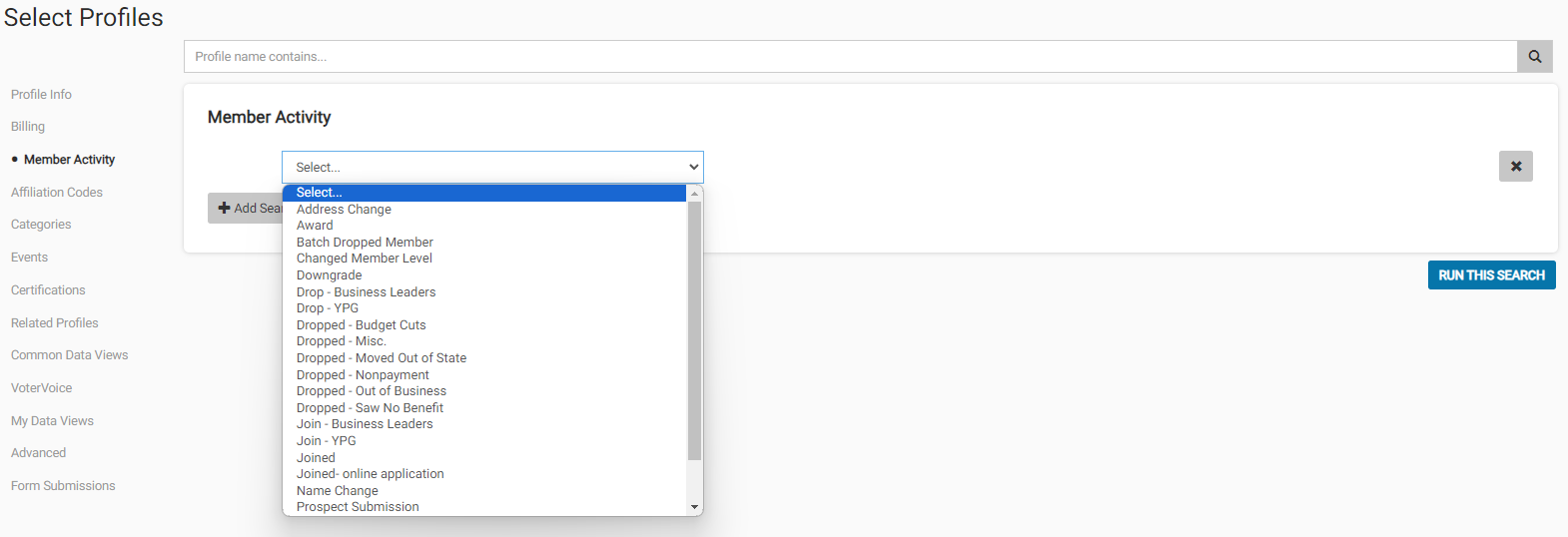 Breakdown of the Profile Selector Tabs – MemberClicks Trade