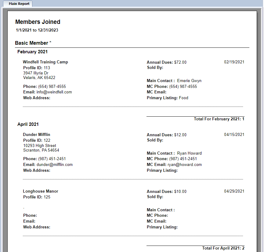 Members Joined Report – MemberClicks Trade