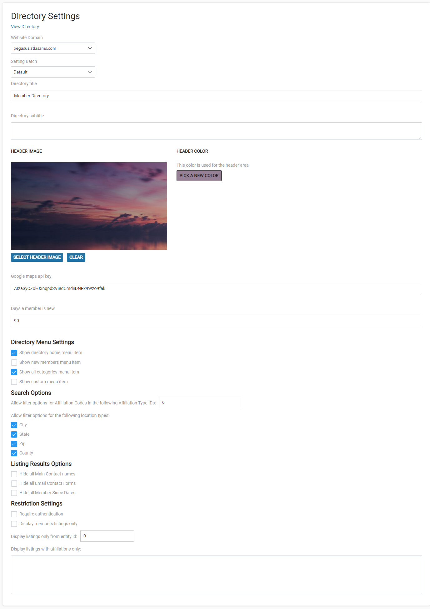 Directory Settings – MemberClicks Trade