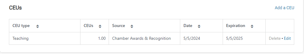 Adding and Managing CEUs to Profile – MemberClicks Trade
