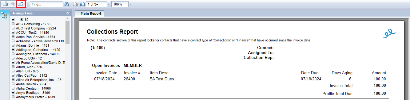 Collections Report – MemberClicks Trade