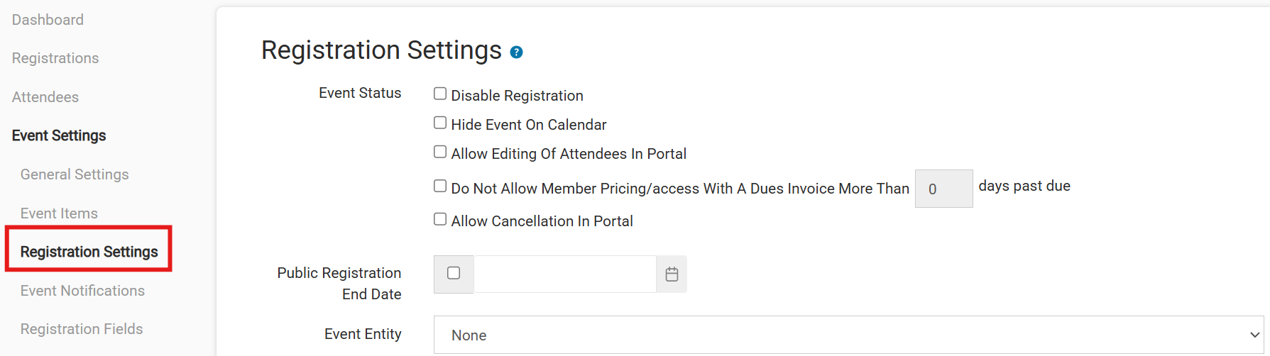 Event Settings: Registration Settings – MemberClicks Trade