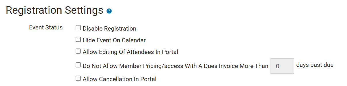 Event Settings: Registration Settings – MemberClicks Trade